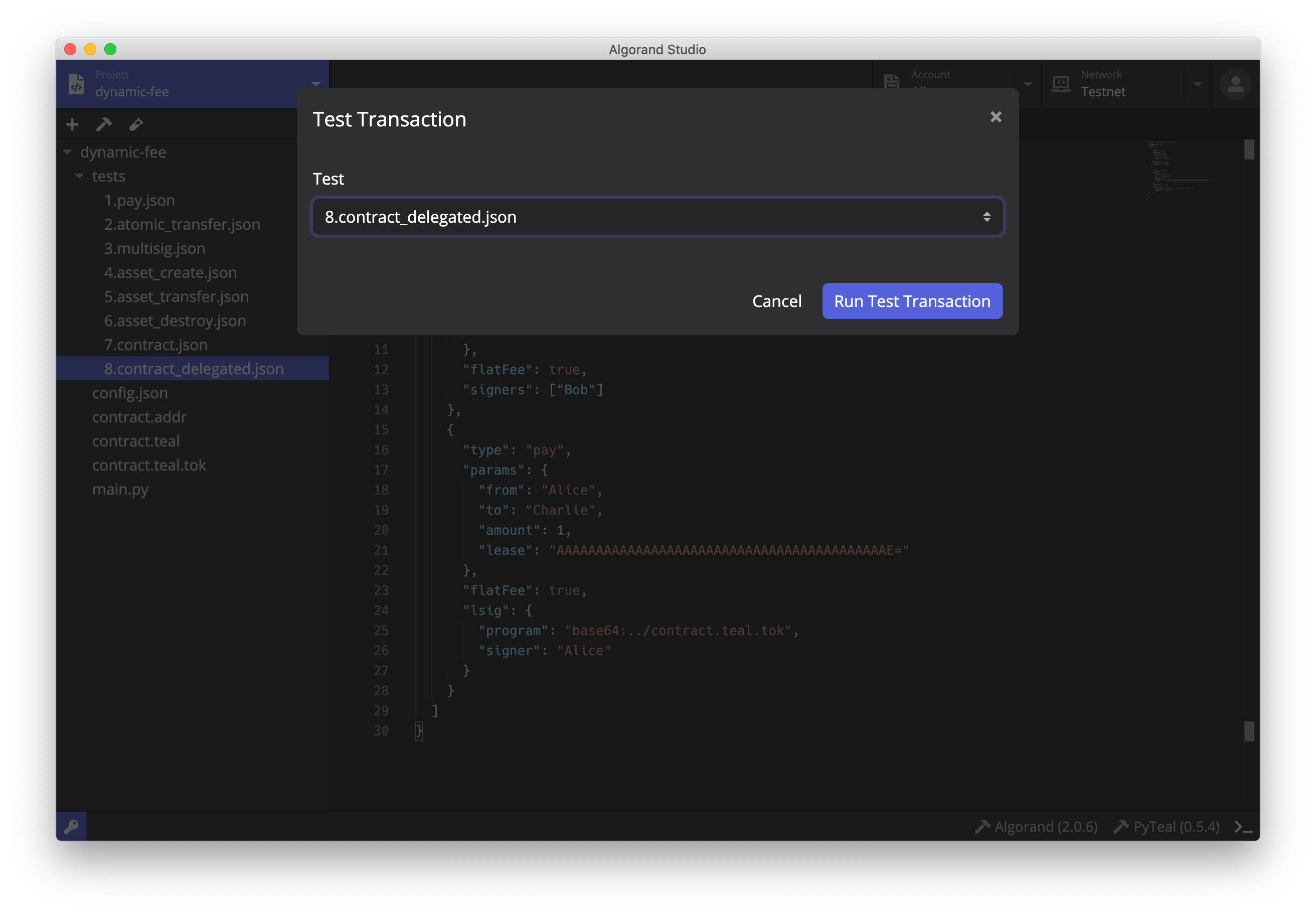 Algorand Studio | Tutorial 2: Smart Contract Dynamic Fee | Algorand Developer Portal